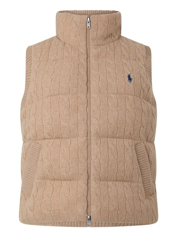 Polo Ralph Lauren Cableknit Standcollar Gilet - Camel