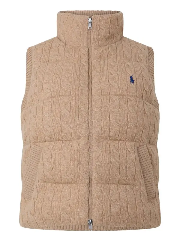 Polo Ralph Lauren Cableknit Standcollar Gilet - Camel