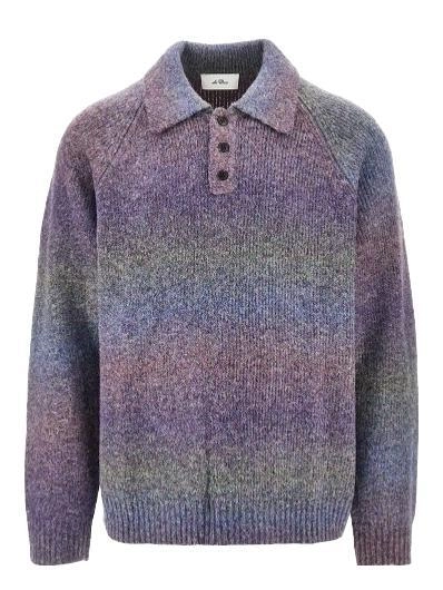 LES DEUX Long-sleeve Knit Polo Shirt - Gray