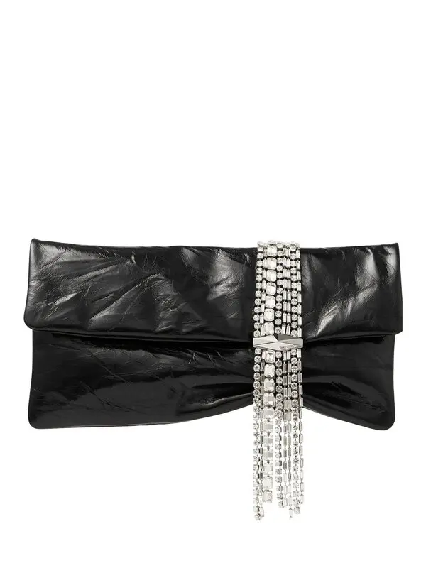 JIMMY CHOO Embellished Clutch With Silver Tone Detailing - Black