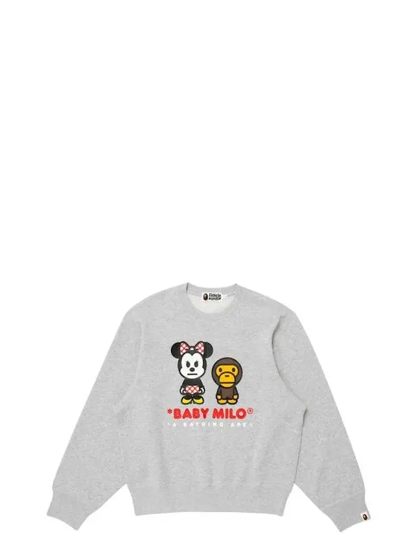 A BATHING APE X Disney Minnie Mouse Baby Milo Crewneck Sweatshirt - Gray