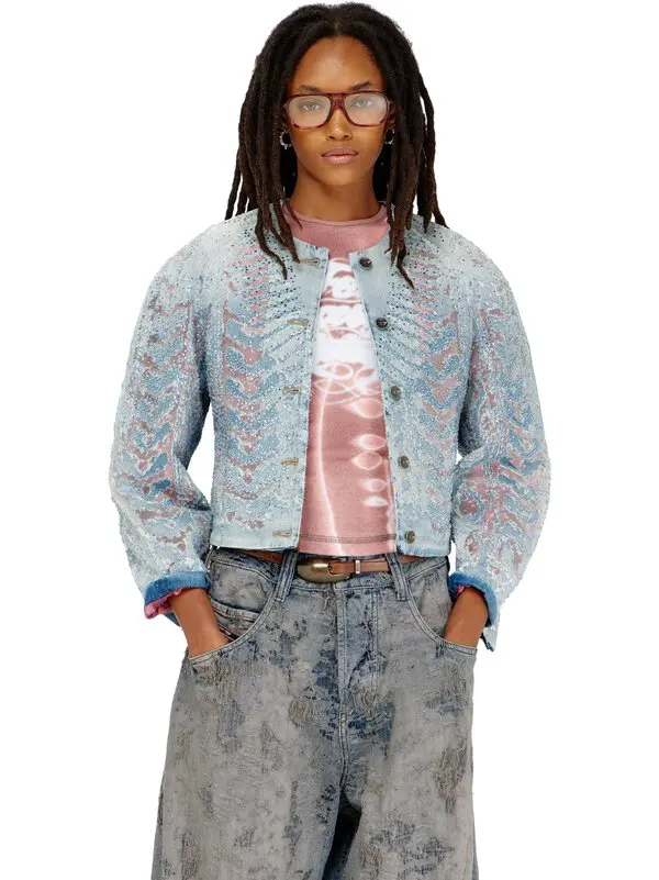 DIESEL® Microstone Devoré Denim Jacket - Blue
