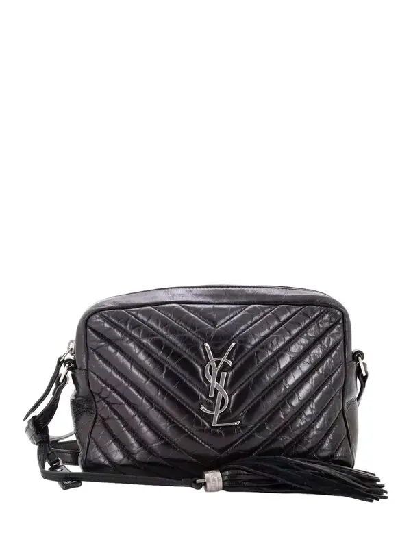 Saint Laurent Lou Camera Bag Matelasse Chevron Leather Small Crossbody Bag - Black