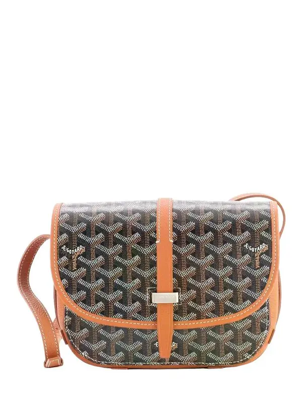 Goyard Belvedere Iii Messenger Bag In Coated Canvas And Leather - Brown