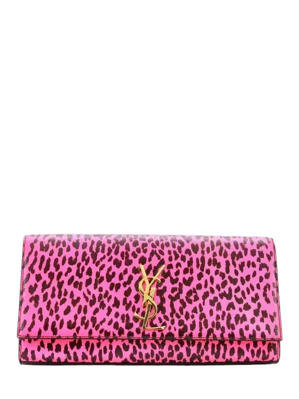 Saint Laurent Monogram Printed Leather Clutch Bag - Black