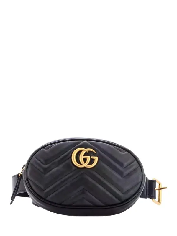 Gucci Gg Marmont Matelasse Leather Belt Bag - Black