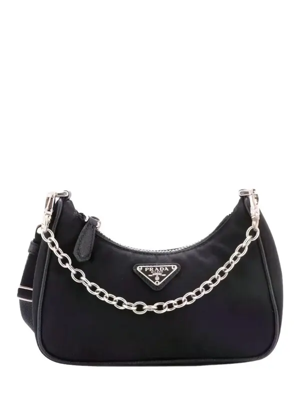 Prada Re-edition Shoulder Bag Tessuto Mini Hobo Bag - Black