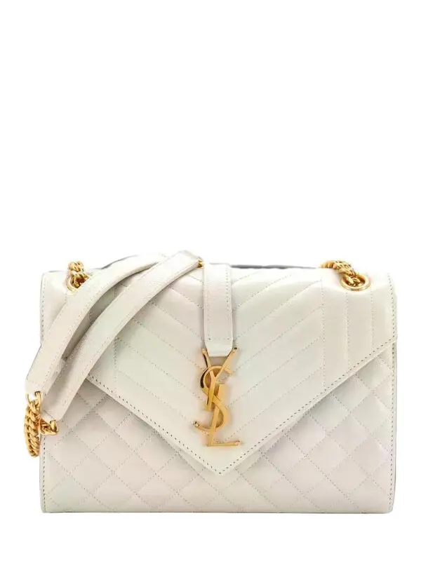 Saint Laurent Classic Monogram Envelope Satchel - White
