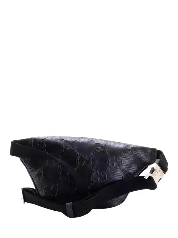 Gucci Gg Embossed Perforated Leather Belt Bag - Black