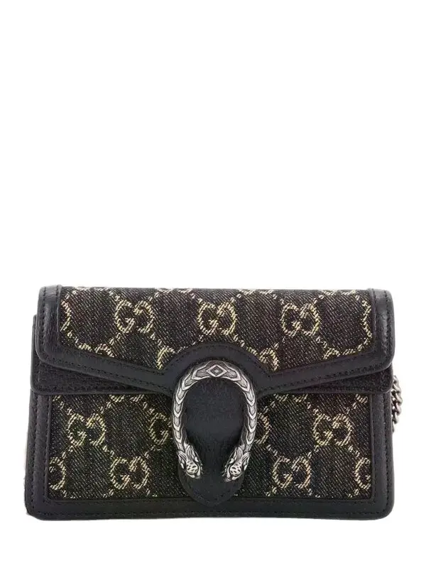 Gucci Dionysus Gg Denim Super Mini Crossbody Bag - Black