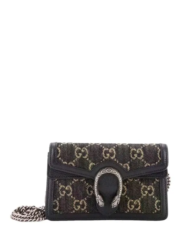 Gucci Dionysus Gg Denim Super Mini Crossbody Bag - Black