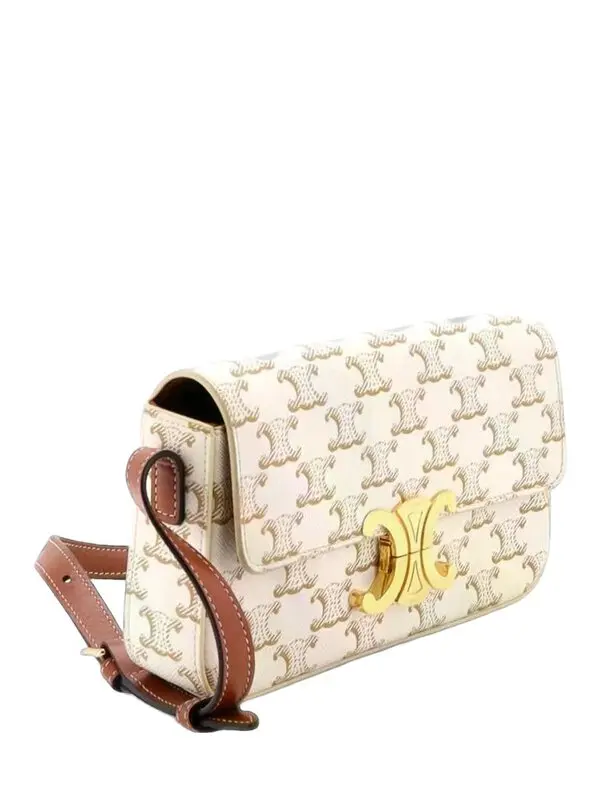 Celine Triomphe East-west Shoulder Bag In Coated Canvas - Neutrals