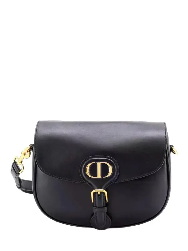 Dior Bobby Flap Bag Leather Medium Crossbody Bag - Black