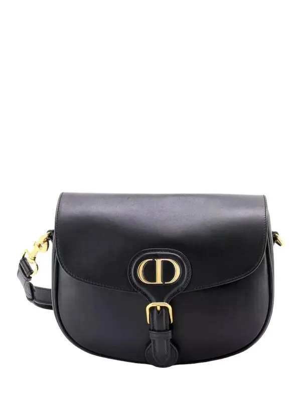 Dior Bobby Flap Bag Leather Medium Crossbody Bag - Black