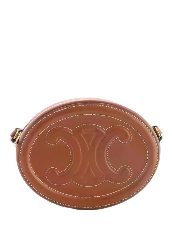 Celine Triomphe Oval Leather Mini Crossbody Bag - Brown