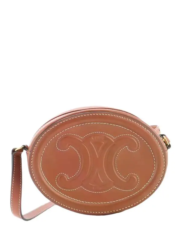 Celine Triomphe Oval Leather Mini Crossbody Bag - Brown
