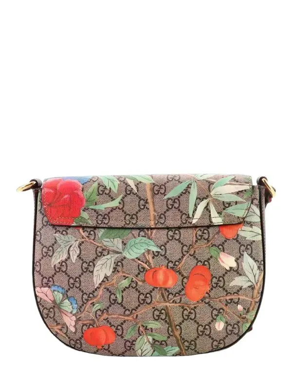 Gucci Padlock Saddle Bag In Tian Print Gg Coated Canvas - Brown