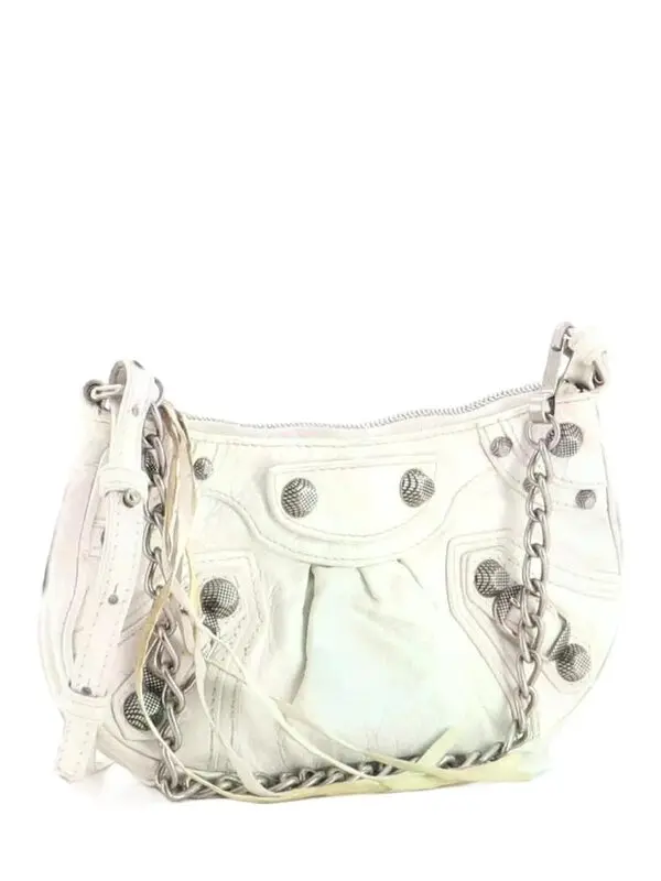 Balenciaga Le Cagole Giant Studs Chain Shoulder Bag - White