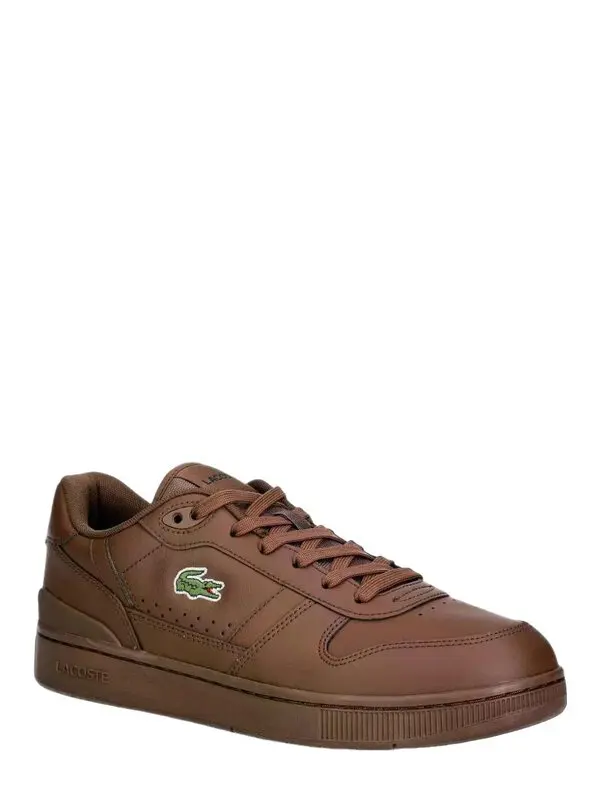 Lacoste T-clip Leather Sneakers With Logo Patch - Brown