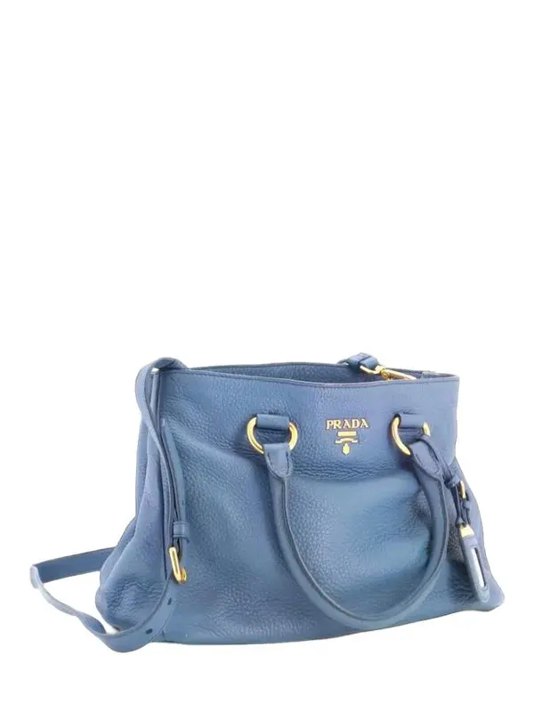 Prada Convertible Vitello Daino Medium Tote Bag - Blue