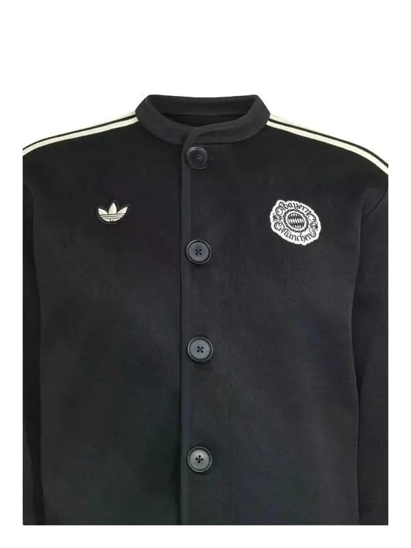 Adidas Logo Patch Button-up Sweater - Black