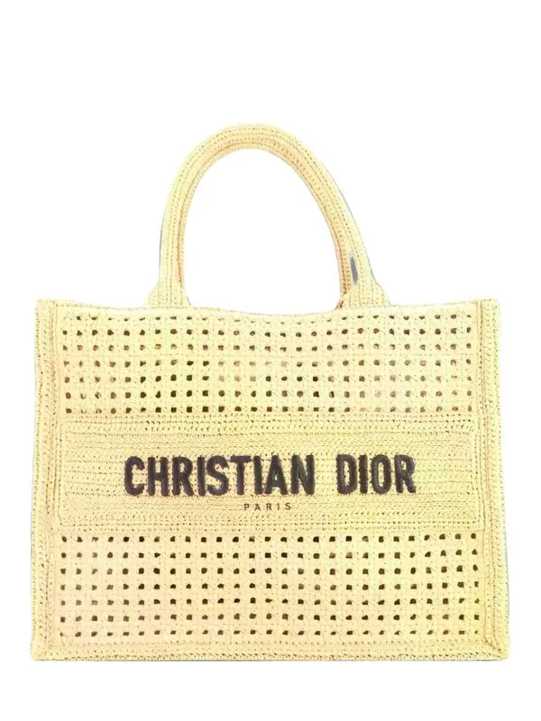Dior Book Raffia Medium Tote Bag - Black