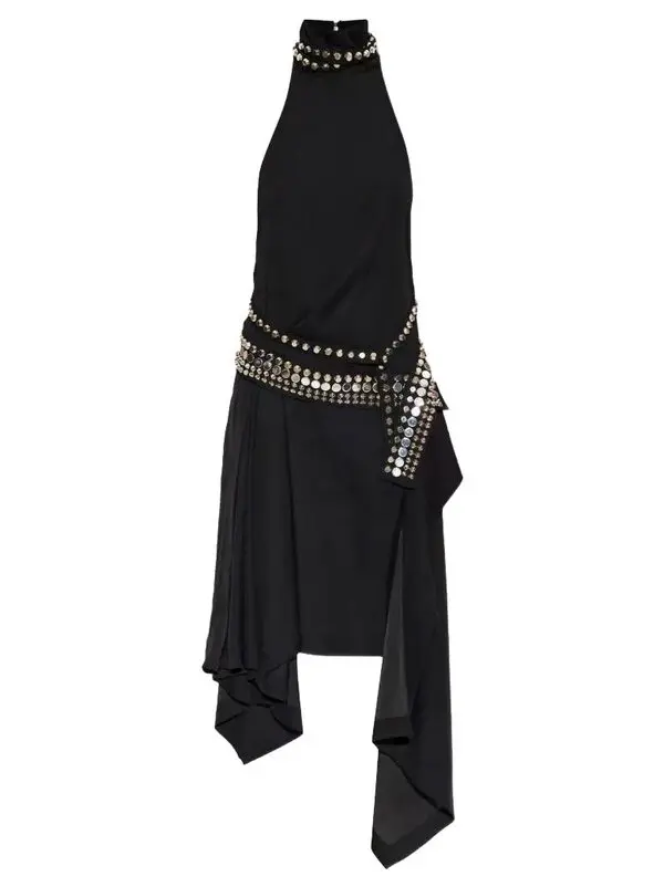 IRO PARIS Veziane Stud-embellished Asymmetrical Midi Dress - Black