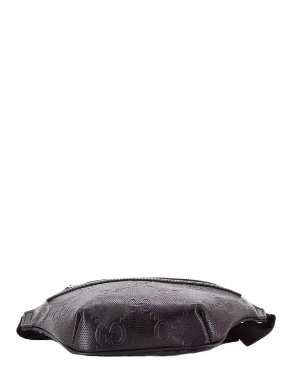 Gucci Gg Embossed Perforated Leather Belt Bag - Black