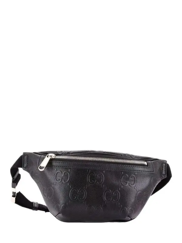 Gucci Gg Embossed Perforated Leather Belt Bag - Black
