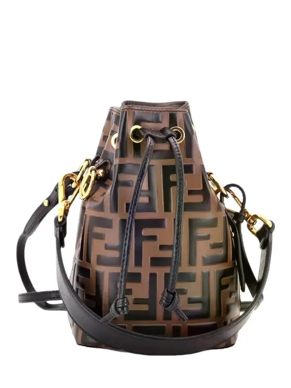 Fendi Mon Tresor Zucca Embossed Leather Mini Bucket Bag - Brown