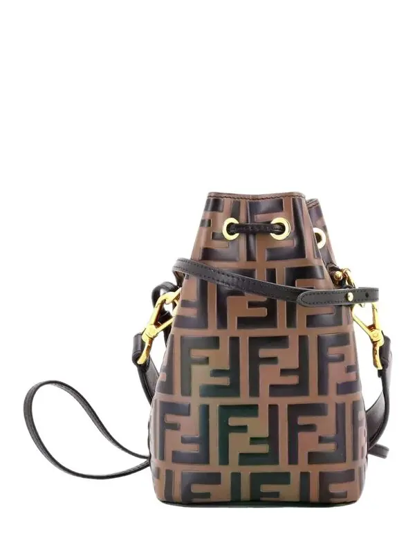 Fendi Mon Tresor Zucca Embossed Leather Mini Bucket Bag - Brown
