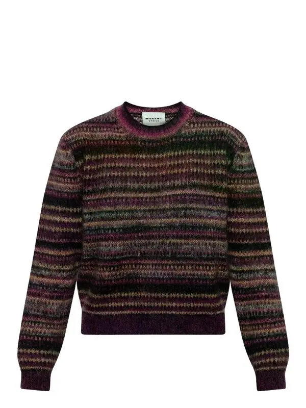 MARANT ETOILE Striped Crew Neck Sweater - Purple