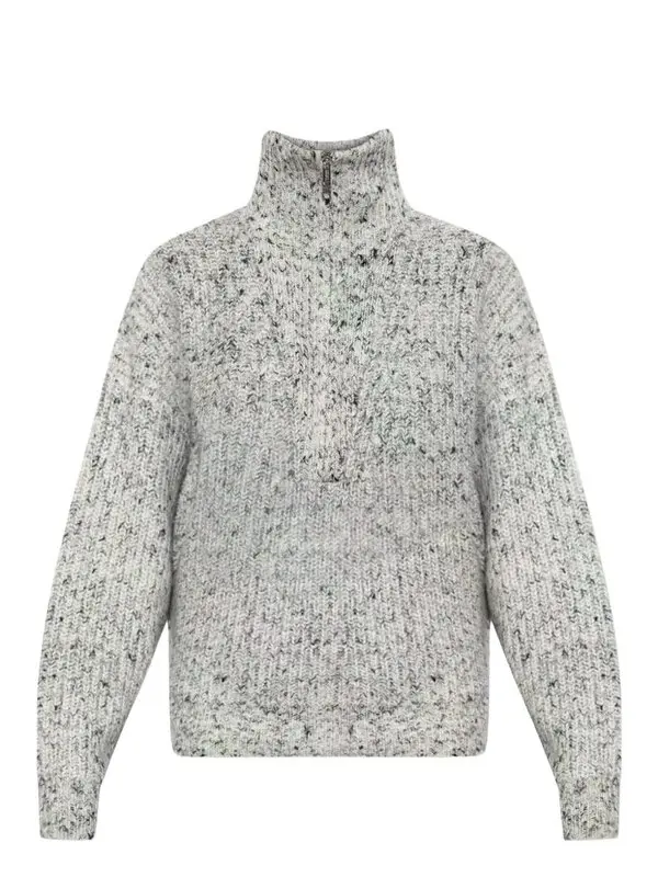MARANT ETOILE Anita Quarter-zip Ribbed Knit Sweater - Grey