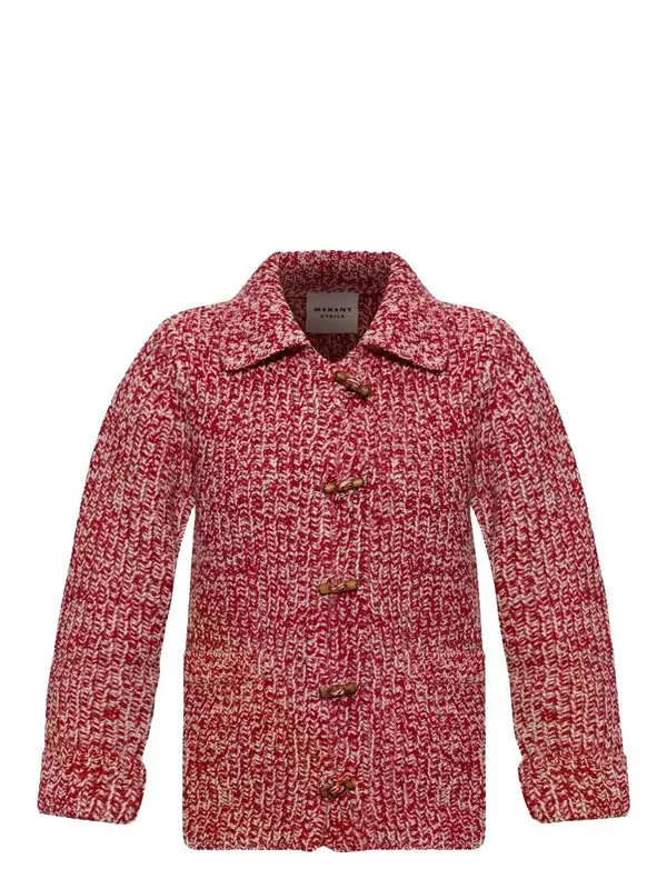 MARANT ETOILE Toggle-fastening Chunky-knit Cardigan - Red