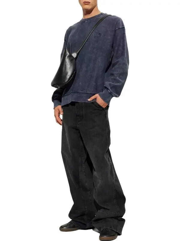 Carhartt Work In Progress Acid Wash Embroidered Crewneck Sweater - Blue