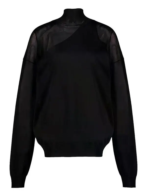 Fendi Sheer Panel High Neck Sweater - Black