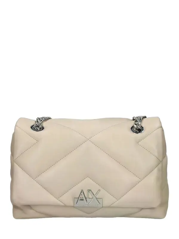 Armani Exchange Quilted Shoulder Bag With Chain Strap - Neutrals