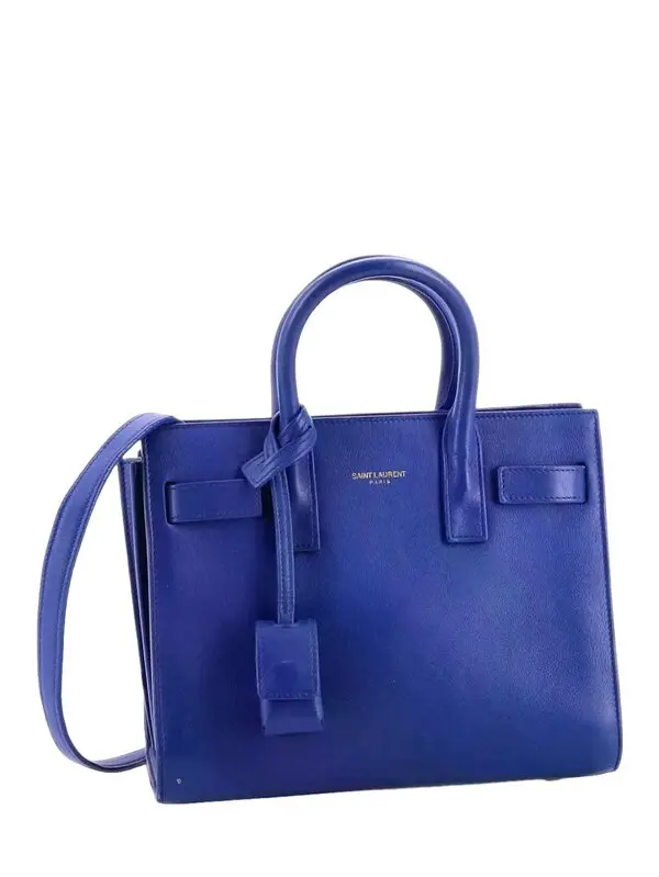 Saint Laurent Sac De Jour Leather Nano Tote Bag - Blue