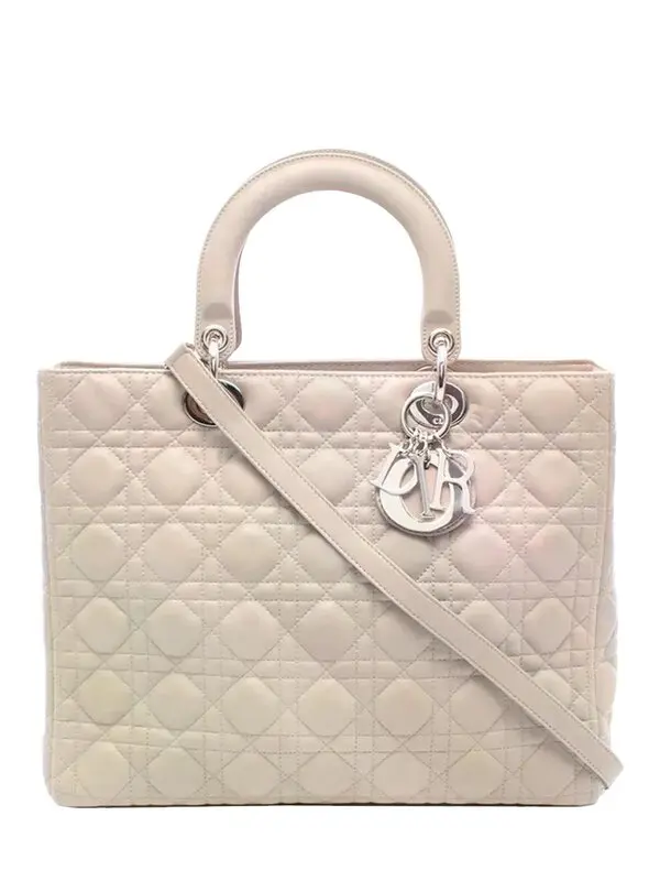 Dior Lambskin Cannage Lady Satchel - Neutrals