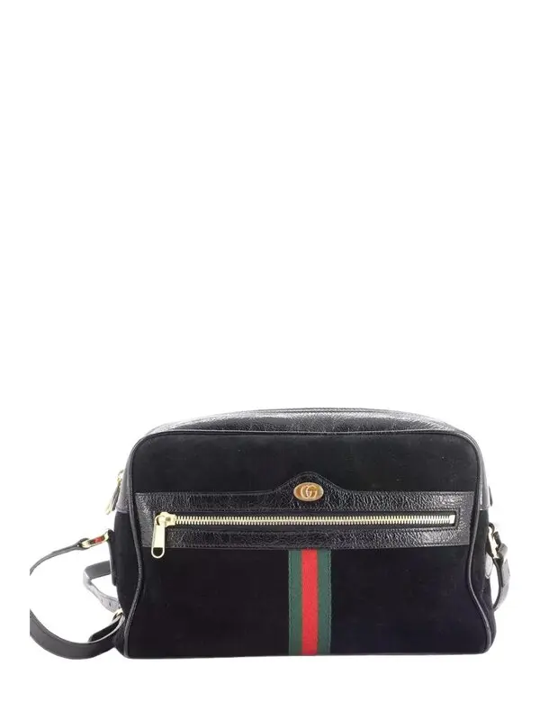 Gucci Ophidia Shoulder Bag Suede Small Crossbody Bag - Black