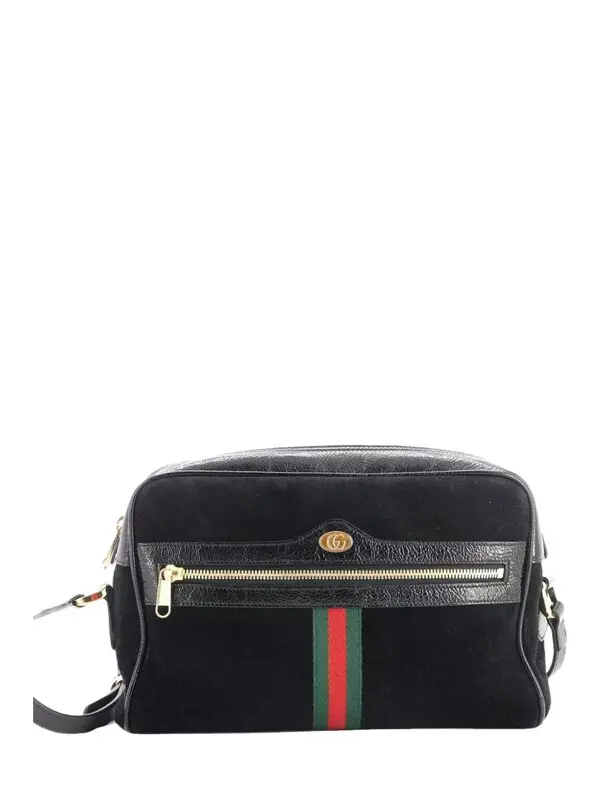 Gucci Ophidia Shoulder Bag Suede Small Crossbody Bag - Black