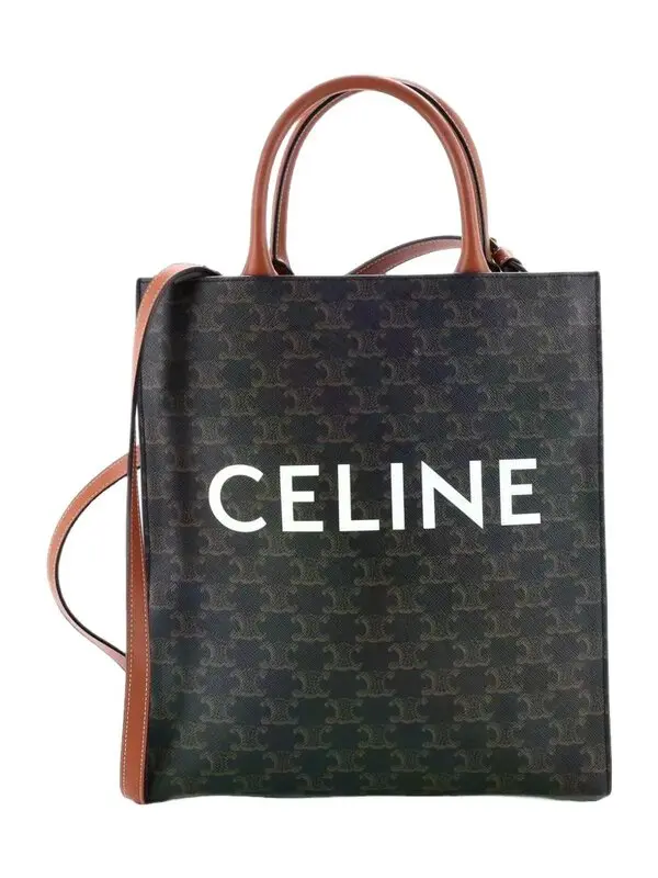 Celine Vertical Cabas Triomphe Coated Canvas Tote Bag - Brown