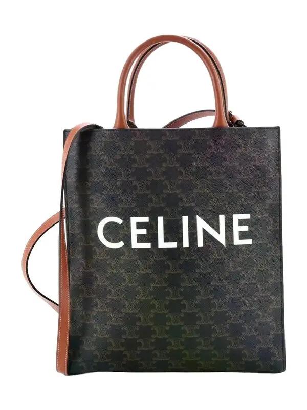 Celine Vertical Cabas Triomphe Coated Canvas Tote Bag - Brown