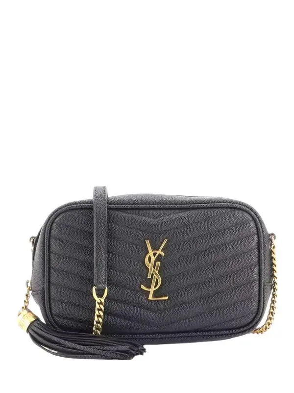Saint Laurent Matelassé Chevron Leather Mini Camera Bag - Black
