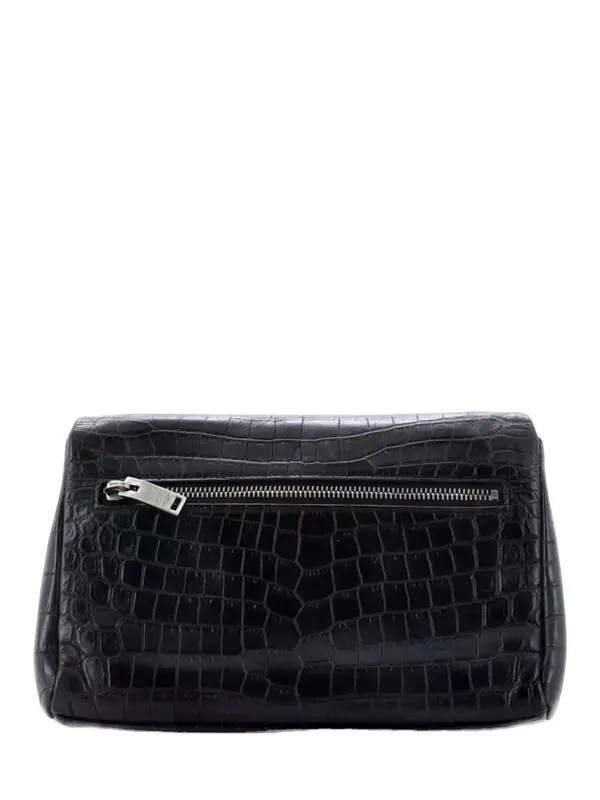 Saint Laurent West Hollywood Crocodile Embossed Leather Small Shoulder Bag - Black