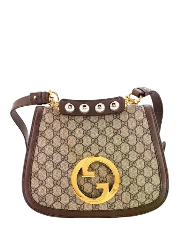 Gucci Blondie Nm Top Handle Bag Gg Coated Canvas Medium Satchel - Brown