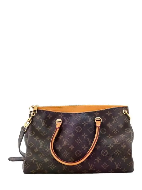 LOUIS VUITTON Monogram Canvas Pallas Tote With Leather Shoulder Bag - Orange
