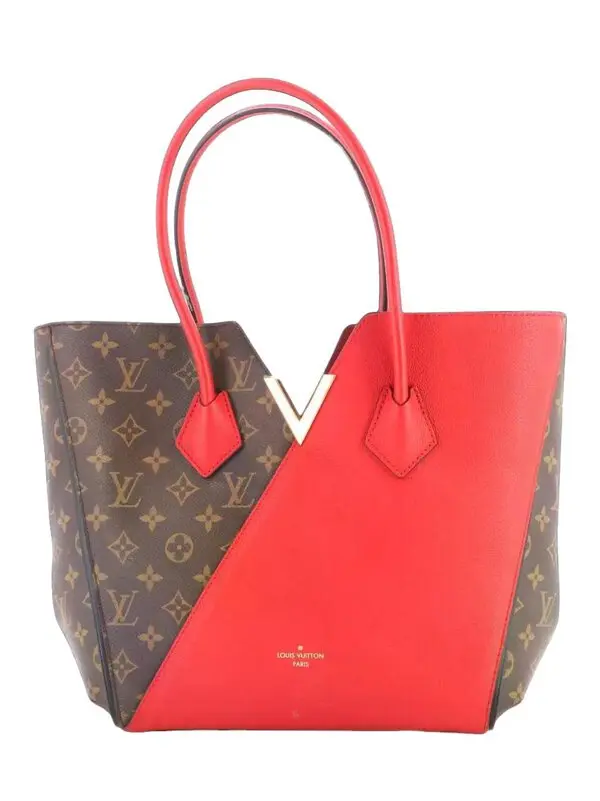 LOUIS VUITTON Monogram Canvas And Leather Mm Tote Bag - Red