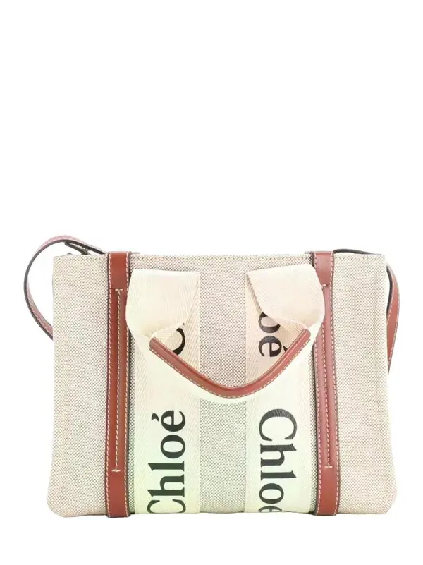 Chloé Woody Convertible Canvas With Leather Small Tote Bag - Brown