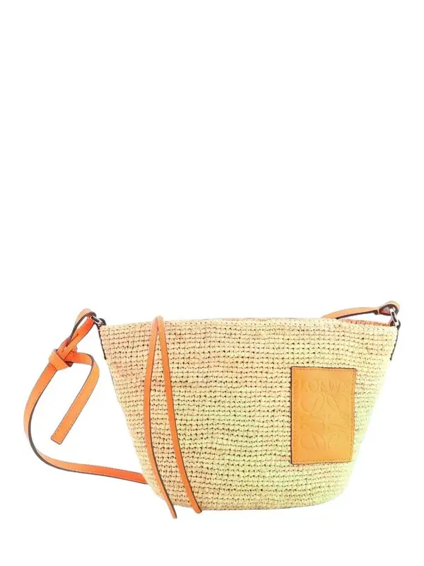 Loewe Pochette Woven Raffia Crossbody Bag - Orange